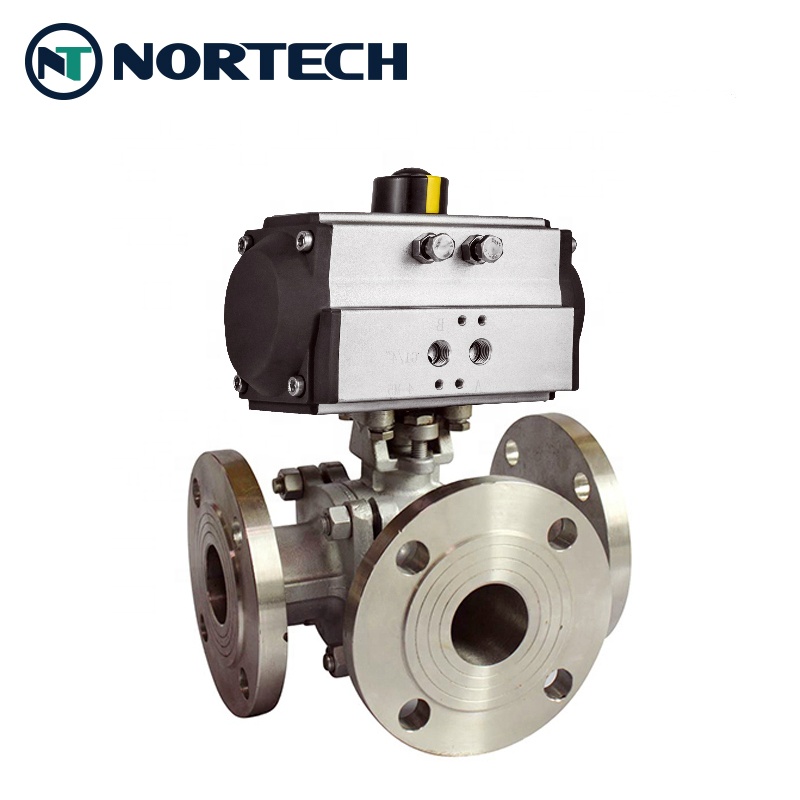 China L Type Three Way Valve SS304 Flange Ball Valve manufacturer china ...